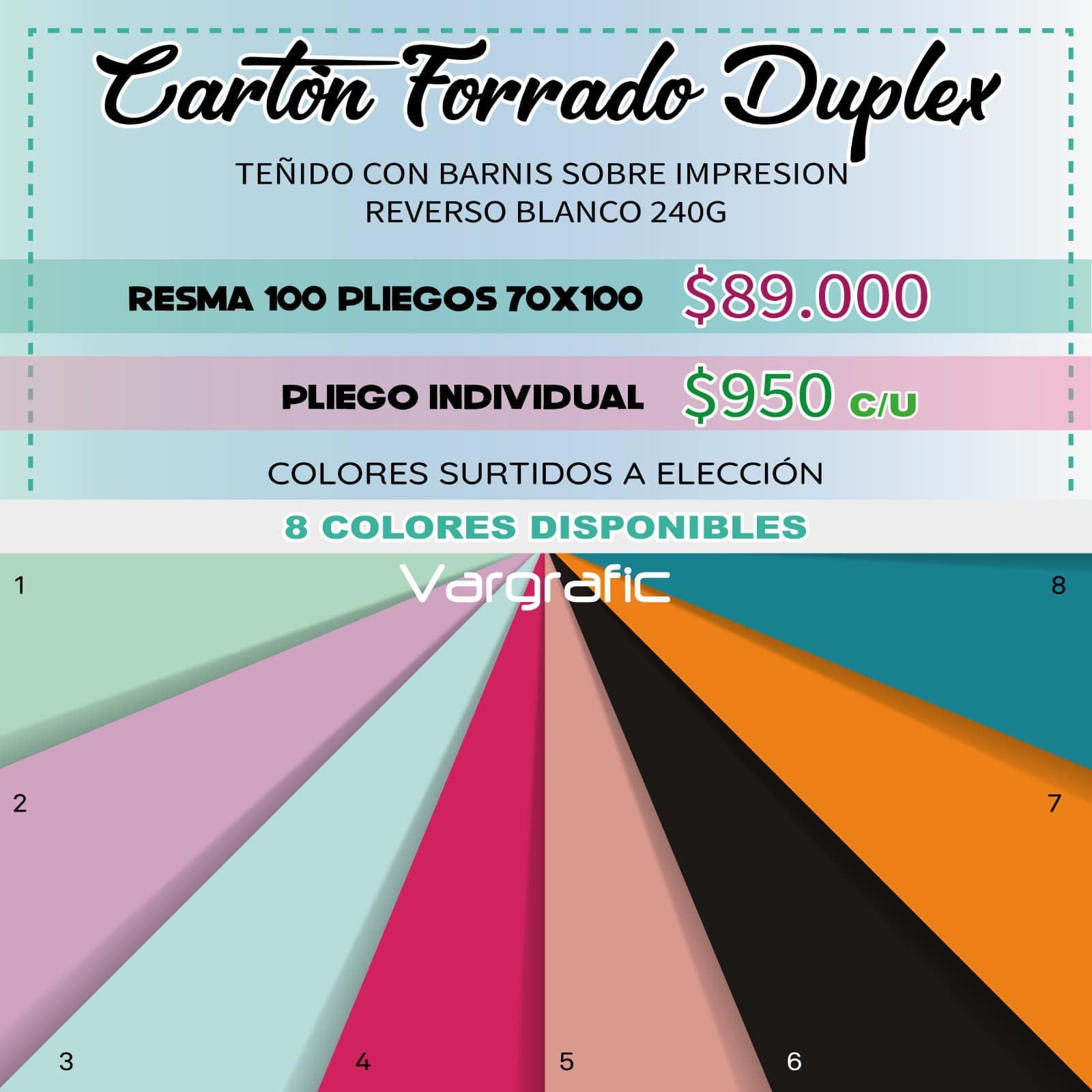 CARTON FORRADO DUPLEX COLORES – Vargrafic